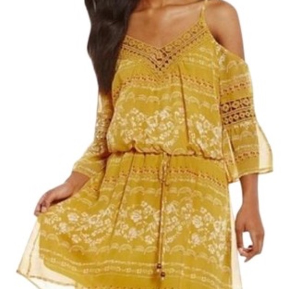 Jodi Kristopher | Dresses | Jodi Kristopher Yellow Cold Shoulder Boho ...